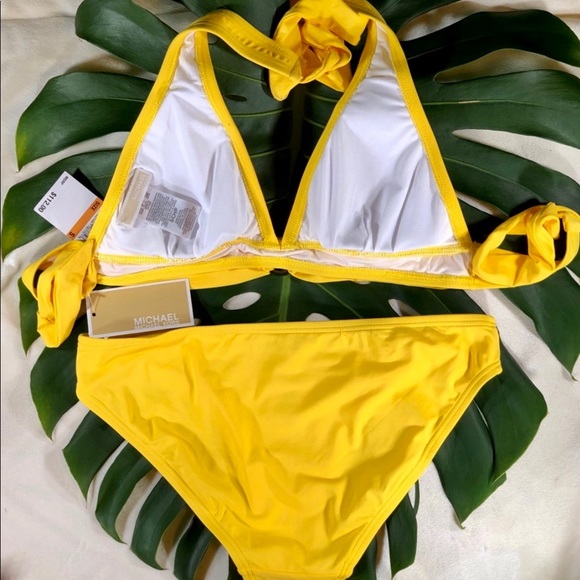 Michael Michael Kors Swim Nwt Michael Kors Gold Yellow Bikini Logo